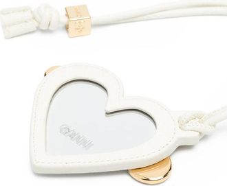 Ganni Calf Leather Keyring - White