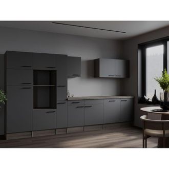 Respekta K&uuml;che K&uuml;chenzeile Leerblock Eiche York Grau Matt Oliver 370 cm Respekta