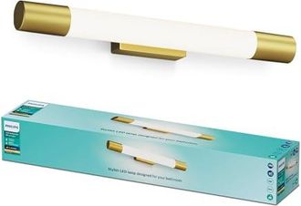 Philips Rover LED Spiegelleuchte rund, ideal geeignet f&uuml;r das Badezimmer, 5W, 750 lm, 2700K, Messing, IP44, wasserfest, Gold