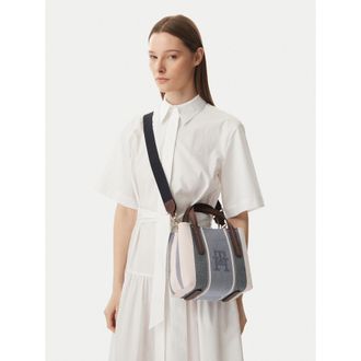Tommy Hilfiger Handtasche Tommy Hilfiger Th City Mini Satchel Jacquard AW0AW18732 Blau