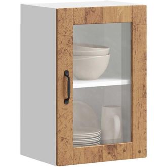 vidaXL Vidaxl - Armoire murale de cuisine avec porte en verre Porto vieux bois