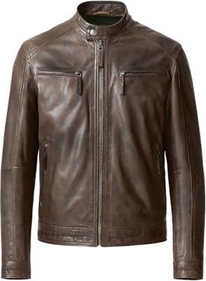 Zerimar Manteaux en Cuir Naturel | Doudoune | Veste en Cuir Homme | Blouson Homme | Blouson Cuir | Blouson en Cuir Homme | Blouson en Cuir | Marron Taille L