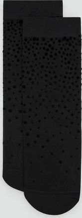 Mango Chaussettes plumetis noir - Femme - Taille unique - MANGO