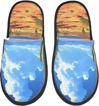 Generic Pantoufles En Coton Cactus Du D&eacute;sert Occidental Portative Pantoufles DHiver Lavables Chaussons Maison Pour Automne Femmes Voyage M
