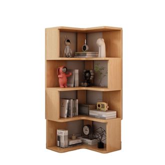 Generic 2-7-stufiges Eck-B&uuml;cherregal, B&uuml;cherregal aus Holz, kreativ gebogenes B&uuml;cherregal, zur Aufbewahrung von B&uuml;chern und Dekorationsgegenst&auml;nden, geeignet 