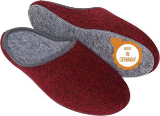 Pantoffelmann Filzpantoffeln mit Filzsohle I Rot I Gr&ouml;&szlig;e 46 I Atmungsaktive & bequeme Filzhausschuhe f&uuml;r Damen & Herren I Stilvolle & warme Hausschuhe