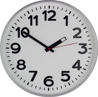 Eurotime 82324-00 Quarzwanduhr mit schleichender Sekunde, erhabene Ziffern, 30 cm Durchmesser, Geräuscharm, 12 Zahlen Zifferblatt, Kunstsoffgehäuse und Echtgla