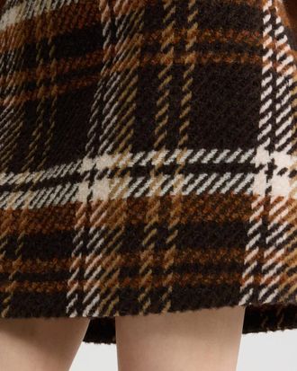 Patou Plaid Wool Blend Mini Skirt - Brown