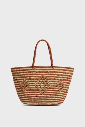 Gerard Darel Panier en raphia ray&eacute; - ANOUK - Camel