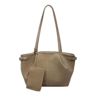 Generic Sac fourre-tout tendance vintage, grande capacit&eacute;, sac &agrave; main de voyage pour femme, travail, shopping, voyage, kaki, 13.78x8.27x4.72inch