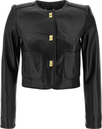 Elisabetta Franchi Lederjacke - Schwarz