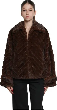 Vicolo Femme, Vestes, Brun, Taille: 42 FR Bomber Faux Fur Jacket