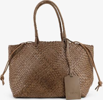 Ibeliv Bazika vegetable-tanned leather shouder bag with a woven - IBELIV - gender_Woman