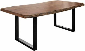 Massivmoebel24 Table &agrave; manger 180x90 Acacia laqu&eacute; Bois naturel / Anthracite laqu&eacute; freeform 5