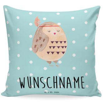 Mr. & Mrs. Panda Kopfkissen Eule Federschmuck - Personalisierte Geschenke, Dekoration, Name, Kissen, Bedrucken, Personalisiert, Entspannt, Wunschname, Abenteuer, Owl