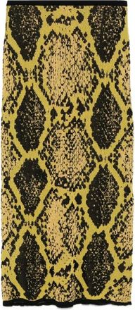 The Attico Femme, Jupes, Jaune, Taille: 38 FR Jupe Midi Tricotée Imprimé Serpent