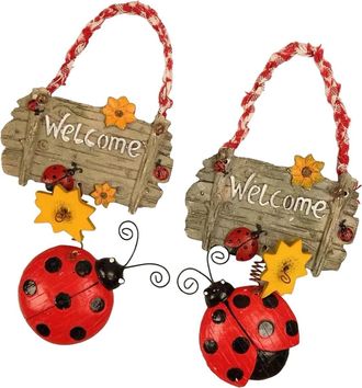 Valiclud 2 St&uuml;ck Marienk&auml;fer T&uuml;rh&auml;nger aus Kunstharz mit Sonnenblumen Wetterfestes Gartenschild f&uuml;r Eingangsdekoration und Willkommensschild Im Rustikalen Stil