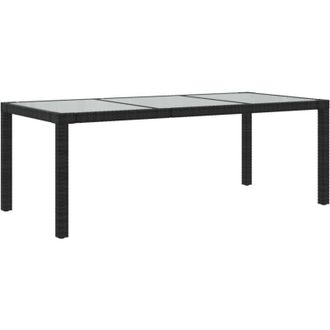 vidaXL Vidaxl - Table de jardin Noir 190x90x75 cm Verre tremp&eacute;/r&eacute;sine tress&eacute;e