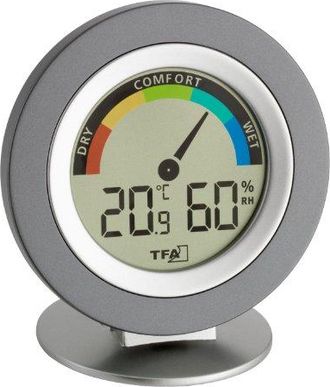 TFA Dostmann Thermo-Hygrometer digital Cosy, 30.5019.10, Luftfeuchtigkeit und Temperatur innen, Höchst-und Tiefstwerte, Raumklimakontrolle, farbigen Komfortzonen, 