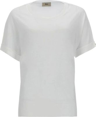 Herno Femme, Tops, Blanc, Taille: 38 FR T-shirt en coton &agrave; col rond