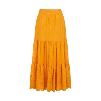Trussardi Maxi-Rock mit Broderie Anglaise und Stufen - - Skirts - Damen - Orange - S