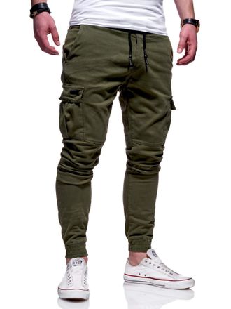 Rello & Reese Herren Cargo Chinohose Jogger Hose JN-3839 [Khaki, W29]