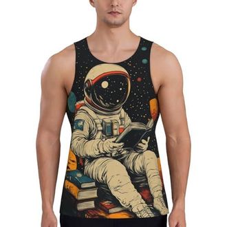 Generic D&eacute;bardeur respirant &agrave; s&eacute;chage rapide sans manches pour homme pour entra&icirc;nement &agrave; la plage S &agrave; 4XL, Astronaute de lecture spatiale 7, 3XL