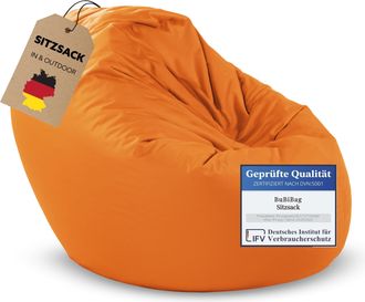 BuBiBag 2in1 Sitzsack Sitzkissen mit F&uuml;llung |Small &Oslash;: 85 cm, Neonorange | Indoor & Outdoor Beanbag | Geeignet f&uuml;r Kinder Innen- & Au&szlig;enbereich Kinderzimmer |