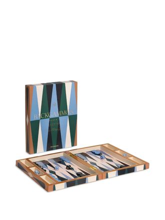 Printworks Geometrisch lackiertes Backgammon-Set (24cm x 31cm) - Blau