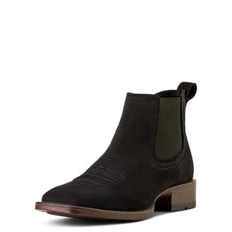Ariat Mens Booker Chelsea Wide Square Toe Western Boots in Black Suede Leather, D Medium Width, Size 43, by Ariat