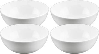 Wilmax England Wilmax - Schale aus Porzellan - 600nl - 4er Set - Salatschüssel - Weißer Schüssel für Snacks, Salat - Ø 14cm- Obstschale - Müsli-Schale - Elegant und 