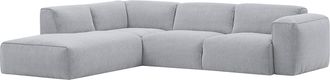 Studio Copenhagen home24 Ecksofa 3-Sitzer mit Recamiere Grau Webstoff Saia 295 x 71 x 231cm Ottomane davorstehend links Modern