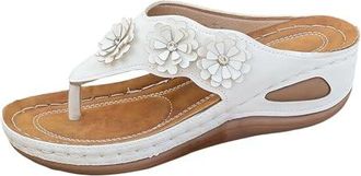 Generic Pantoufles pour femme avec d&eacute;cor floral, motif oblique et bouche de poisson, chaussures dhiver pour femme, Blanc., 43 EU