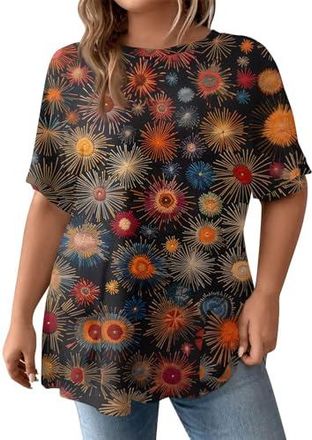 Generic Lot Tee Shirt Femme Manches Courtes Été T Shirt Femme Coton DÉté T Shirt Femme Coton T-Shirt Femme Grande Taille XXXXL T-Shirt Col V Manche Courte T-S