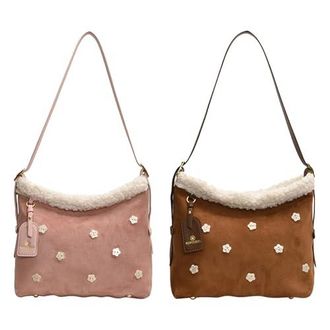 Generic Sac &agrave; bandouli&egrave;re en pour femmes, fourre-tout en polaire dagneau PU, sacs cadeaux de no&euml;l (marron)