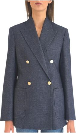 Eleventy Femme, Vestes, Bleu, Taille: 38 FR Blazer crois&eacute;