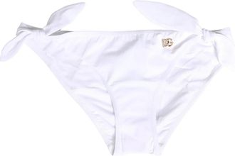 Dolce & Gabbana Femme, Maillots de bain, Blanc, Taille: 38 FR Logo Plaque Bikini Bottom