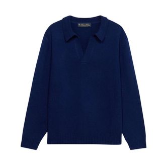 Brooks Brothers Strick-Polohemd aus Lammwolle mit offenem Kragen - - Knitwear - Herren - Blau - 3XL