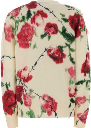 Blumarine Floral Wool-Cashmere Sweater - Beige