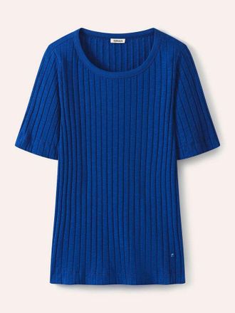 Walbusch T-Shirt Damen Baumwollshirt Rippenstruktur Rundhals Kurzarm Halbarm, Rundhals