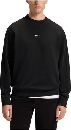HUGO BOSS Homme, Sweatshirts et sweats &agrave; capuche, Noir, Taille: M Cotton Long Sleeve Round Neck SweaT-shirt