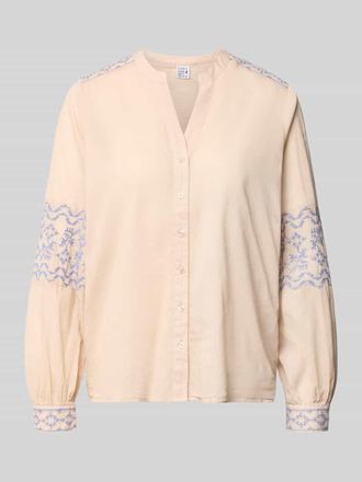 Emily van den Bergh Regular Fit Bluse mit Stitchings und V-Ausschnitt