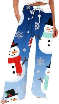 Generic Pantalon L&eacute;ger Femme Ete Large en Lin Ample Pantalon Court Ample D&eacute;contract&eacute; et Confortable &Agrave; Imprim&eacute; Aquarelle pour Femme Yoga Linen Pants Women (Mr3