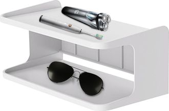 Generic Wandregal für die Nacht: Nachttisch, Wandmontage, schwebend, mit doppelschichtiger Aufbewahrung, platzsparend, für Wohnzimmer, Schlafzimmer, Schlafzim