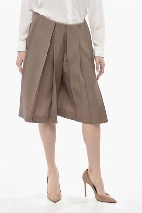 Lanvin Wool-Blend Pliss&eacute; Gaucho Shorts size 42