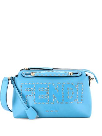Fendi Logo By The Way Stitched Leather Medium satchel - Bleu