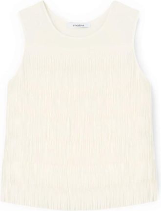 Motivi Femme, Tops, Blanc, Taille: 46 FR Top en Georgette avec Franges