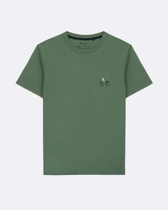 Faguo T-shirt kaki broderie vélo coton - ARCY