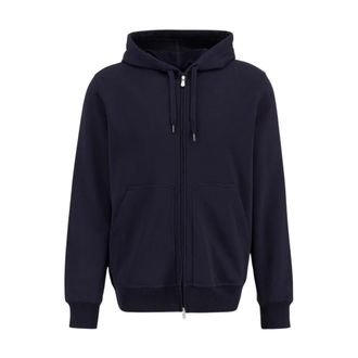 Brunello Cucinelli Baumwoll-Kapuzenjacke mit Rei&szlig;verschluss - - Sweatshirts & Hoodies - Herren - Blau - L