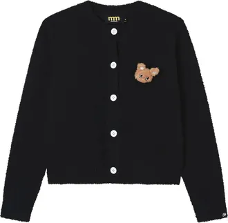 Mini Cream cardigan à appliqué ourson - Noir